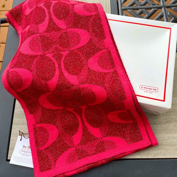 Coach | Accessories | Red Coach Scarf Nwt | Poshmark